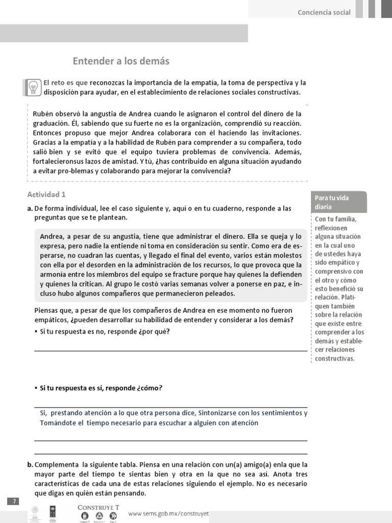 Actividad 4. Entender A Los Demas (Momento Construye-T) | Descargar ...