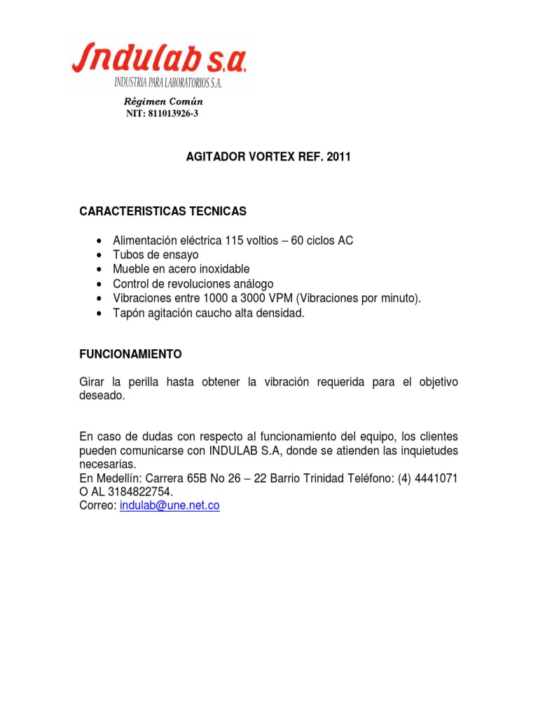 Instrucciones Agitador Vortex | PDF