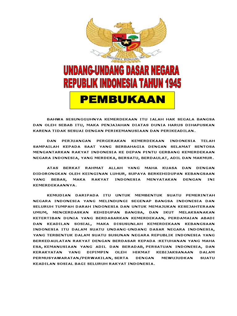 Teks Undang Undang Dasar 1945 | PDF