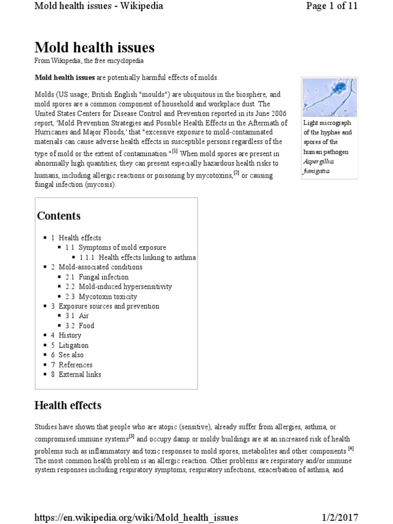 Mold Health Issues-2017 | PDF | Mycotoxin | Mold
