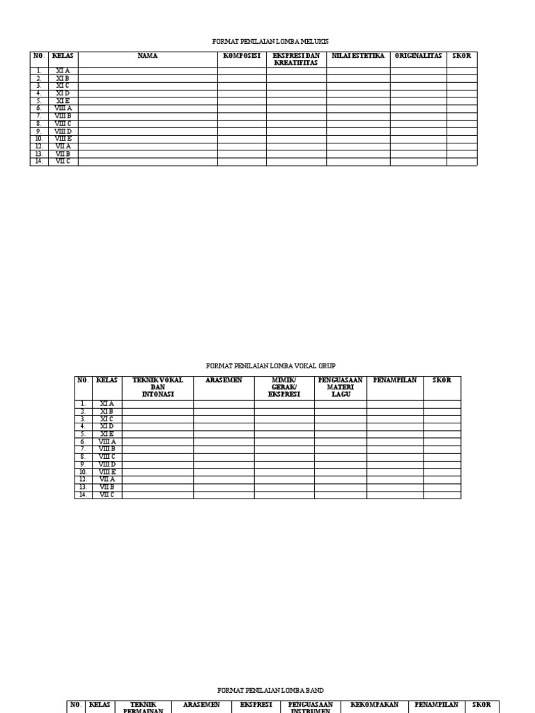 Format Penilaian Lomba Melukis | PDF