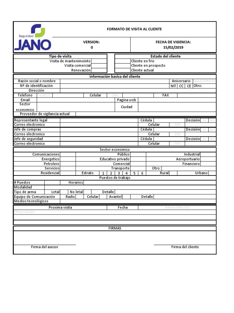 CM - Formato de Visita Al Cliente | Descargar gratis PDF | Cliente ...
