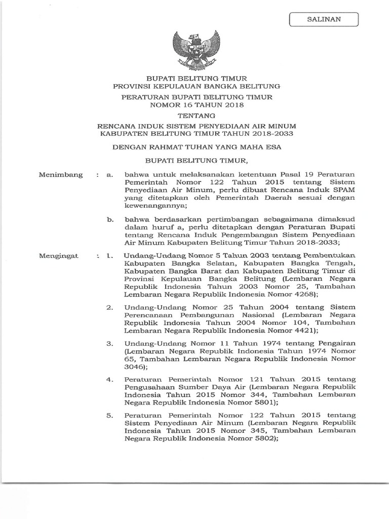 Contoh Perbup Rispam | PDF