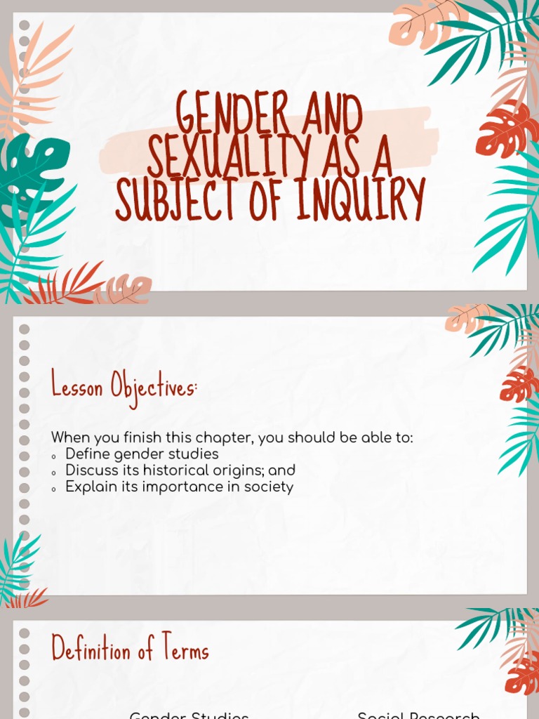Gender and Sexuality As A Subject of Inquiry | PDF | Gender | Gender ...