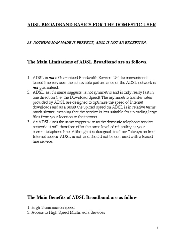 Adsl Basics | PDF | Internet Access | Modem