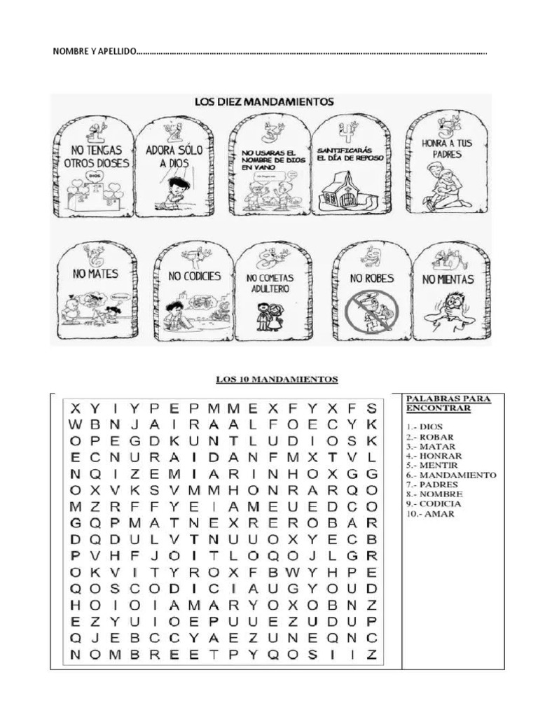 Los 10 Mandamientos 2 de Primaria | PDF | Dios | Diez Mandamientos