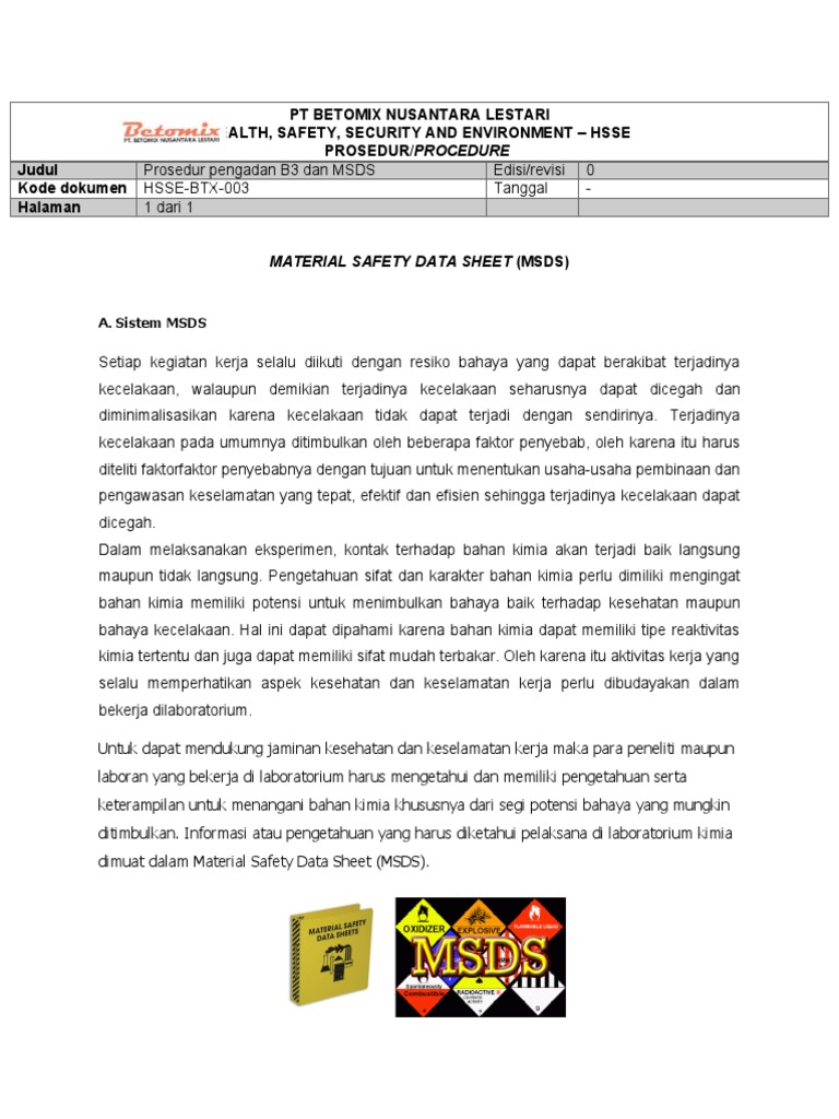 Prosedur Pengadaan MSDS B3 | PDF