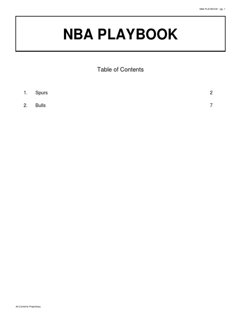 Nba Playbook: 1. Spurs 2 2. Bulls 7 | PDF | Sports | Ball Games