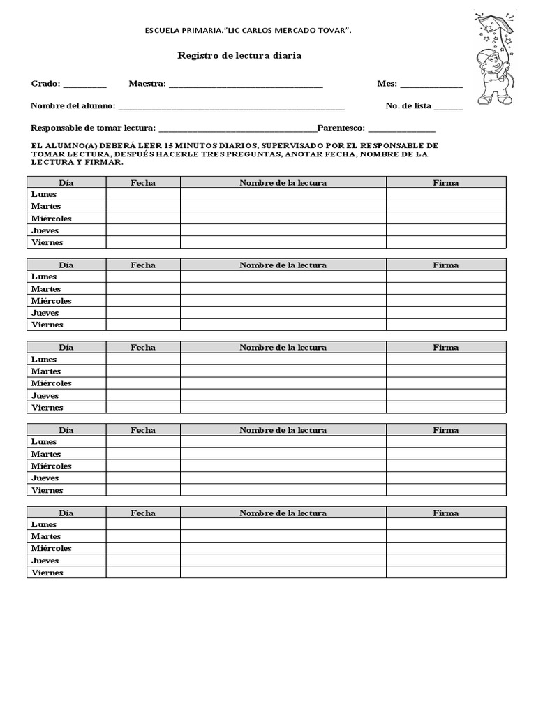 Registro de Lectura Diaria 3° Grado | PDF
