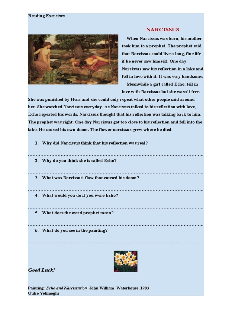 Reading Comprehension 2 Mythology Reading Comprehension Exercises ...