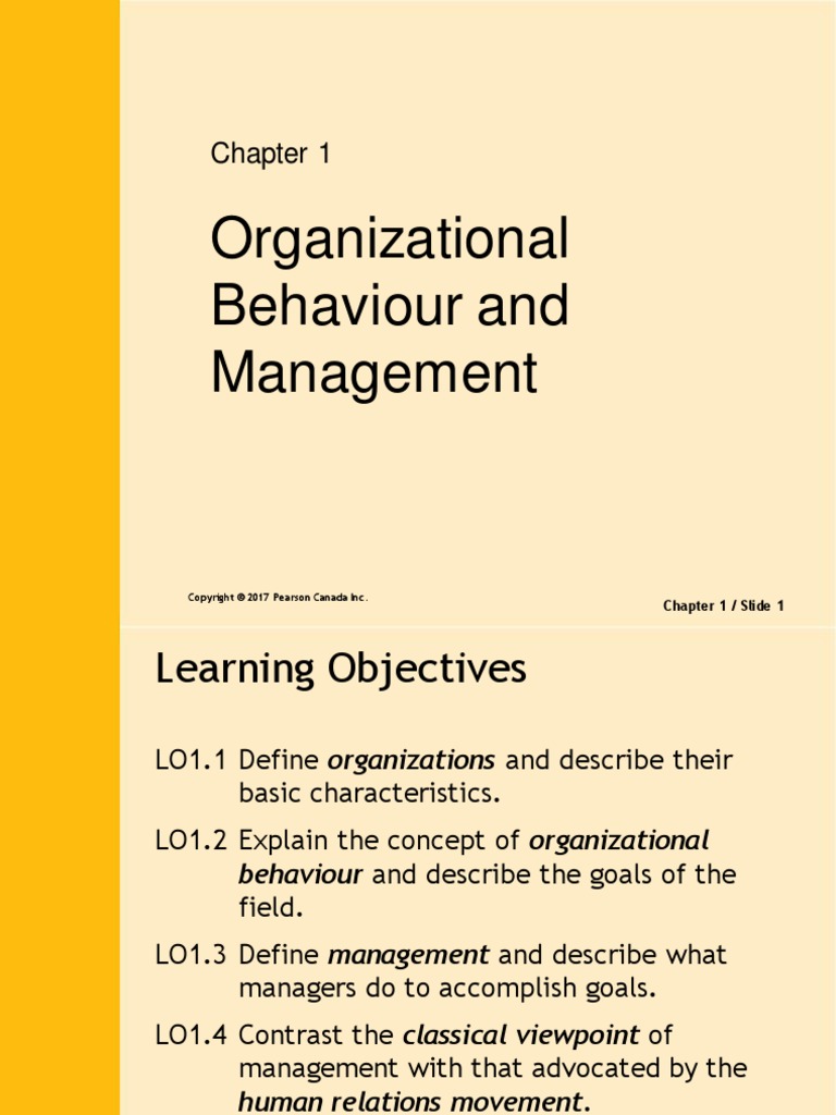Organizational Behaviour and Management: Chapter 1 / Slide 1 | PDF ...