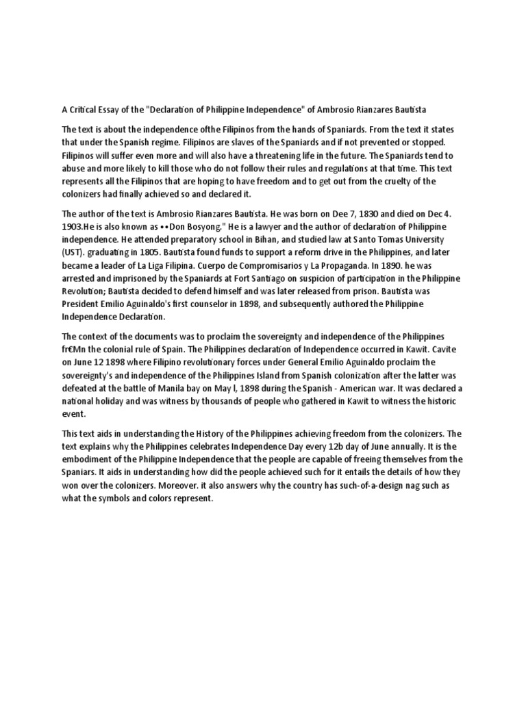 Declaration of Philippine Independence | PDF | Philippines | Southeast Asia