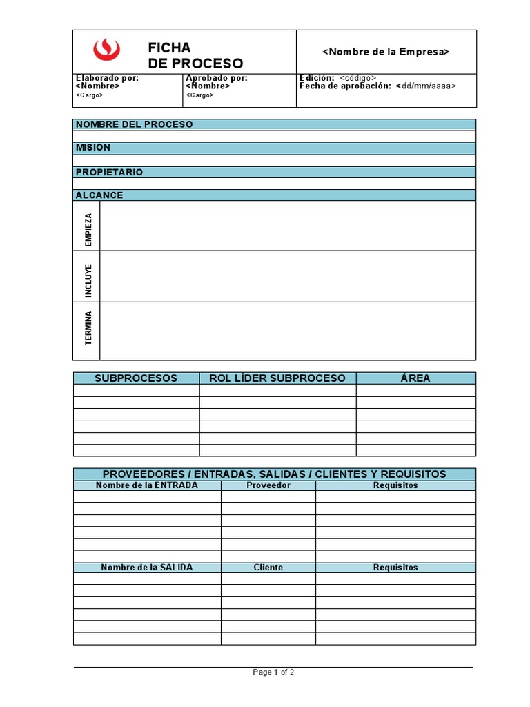 Ficha Proceso - TEMPLATE v3 | PDF
