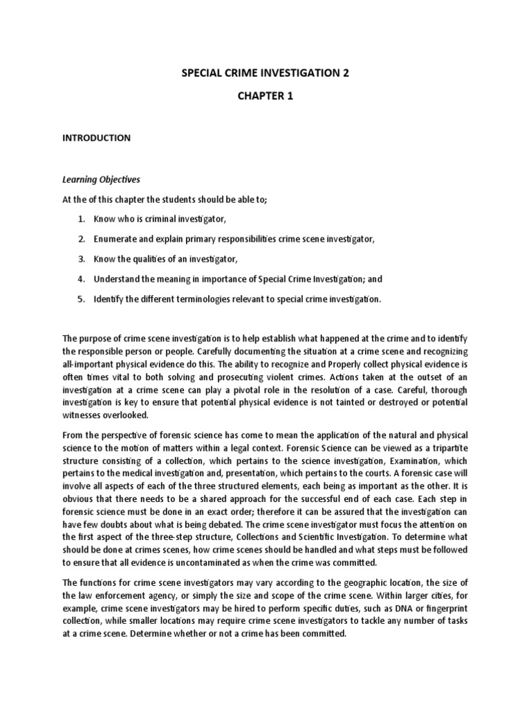 Sci 2 - Chapter 1&2 | PDF | Crime Scene | Forensic Science