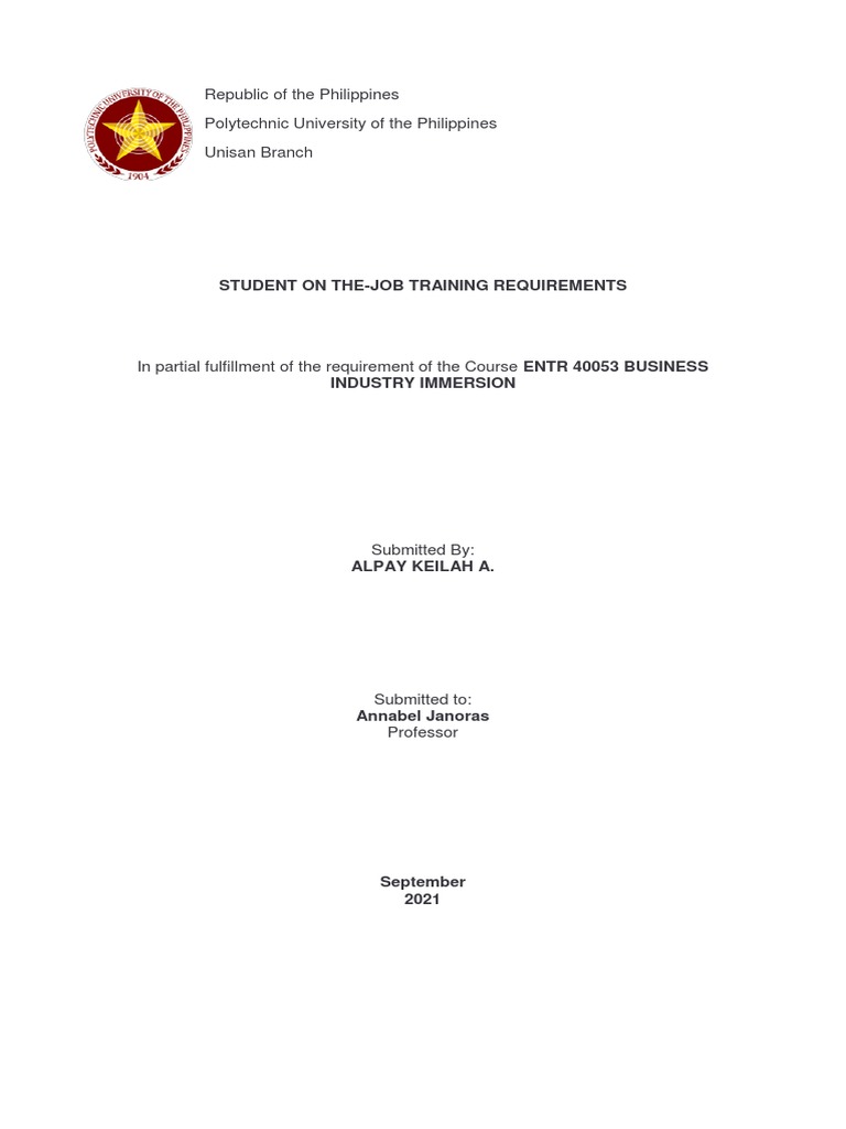 Ojt Requirements | PDF | Internship | Job Hunting