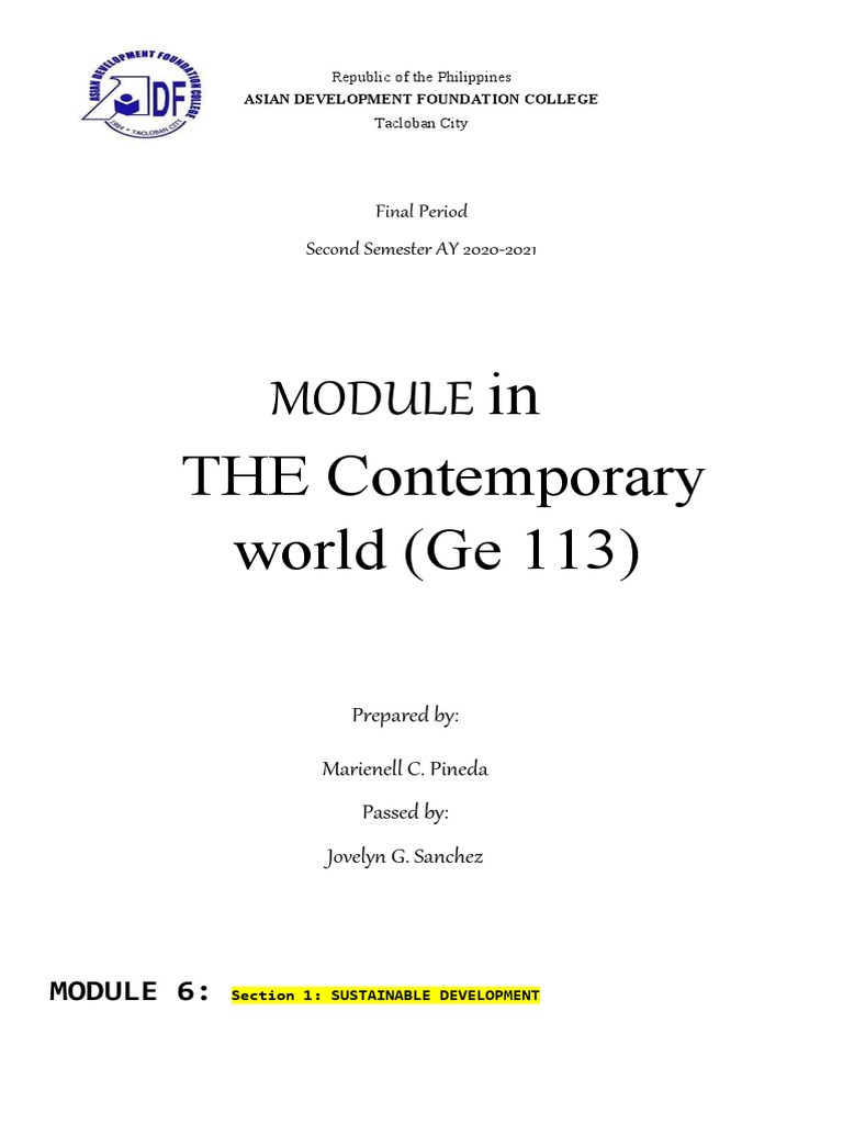 GE-113 M6 Answer | PDF | Doha Development Round | Sustainability