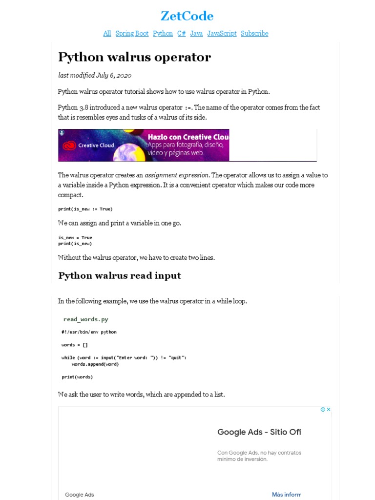 Python Walrus Operator Using Walrus Operator In Python Pdf Python Programming Language 4824