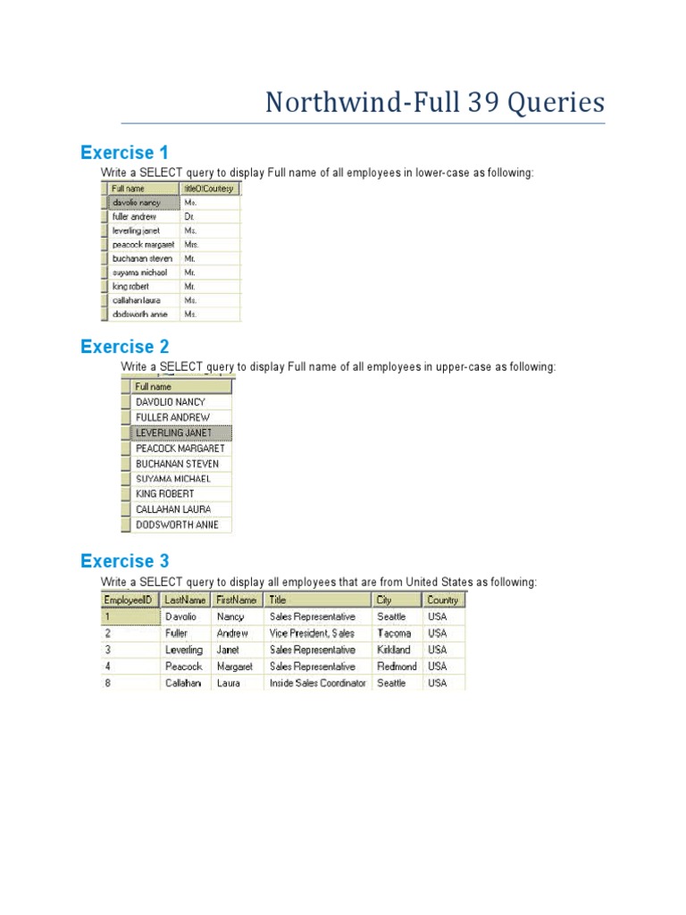 Northwind-Full 39 Queries: Exercise 1 | PDF | Business Process | Taxes