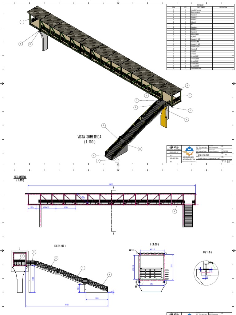 Lista de partes de una estructura metálica con detalles de cantidades ...