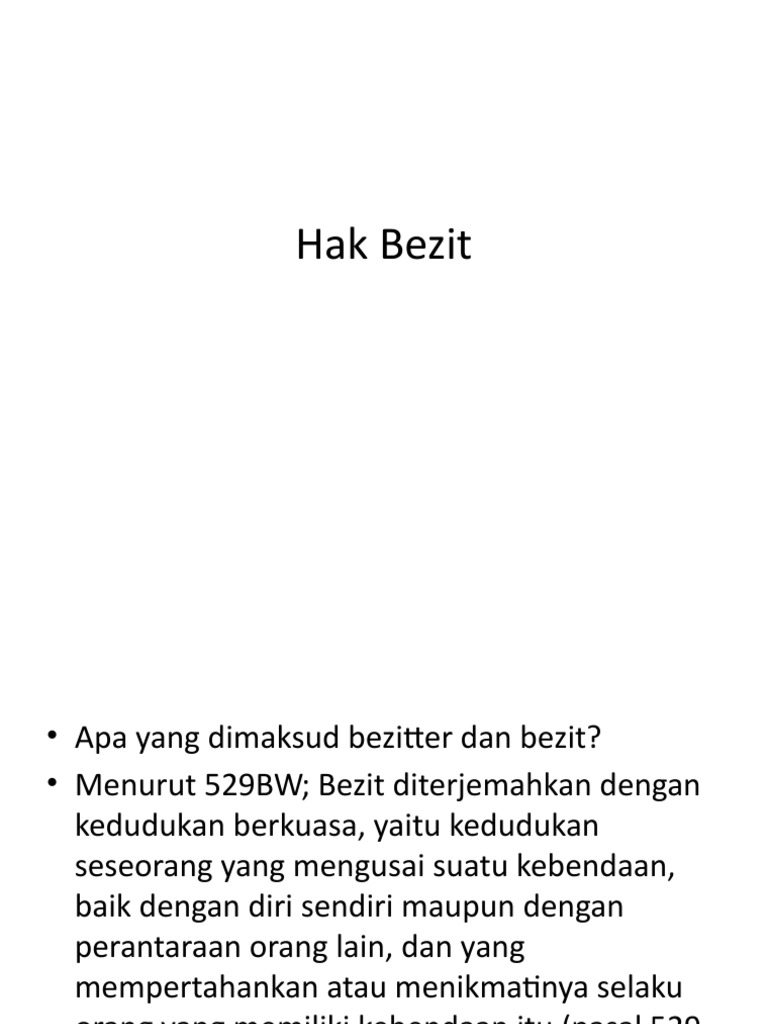Hak Bezit | PDF