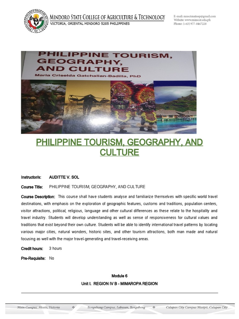 ACTIVITY Module 6 Mimaropa PHILIPPINE TOURISM, GEOGRAPHY AND CULTURE ...