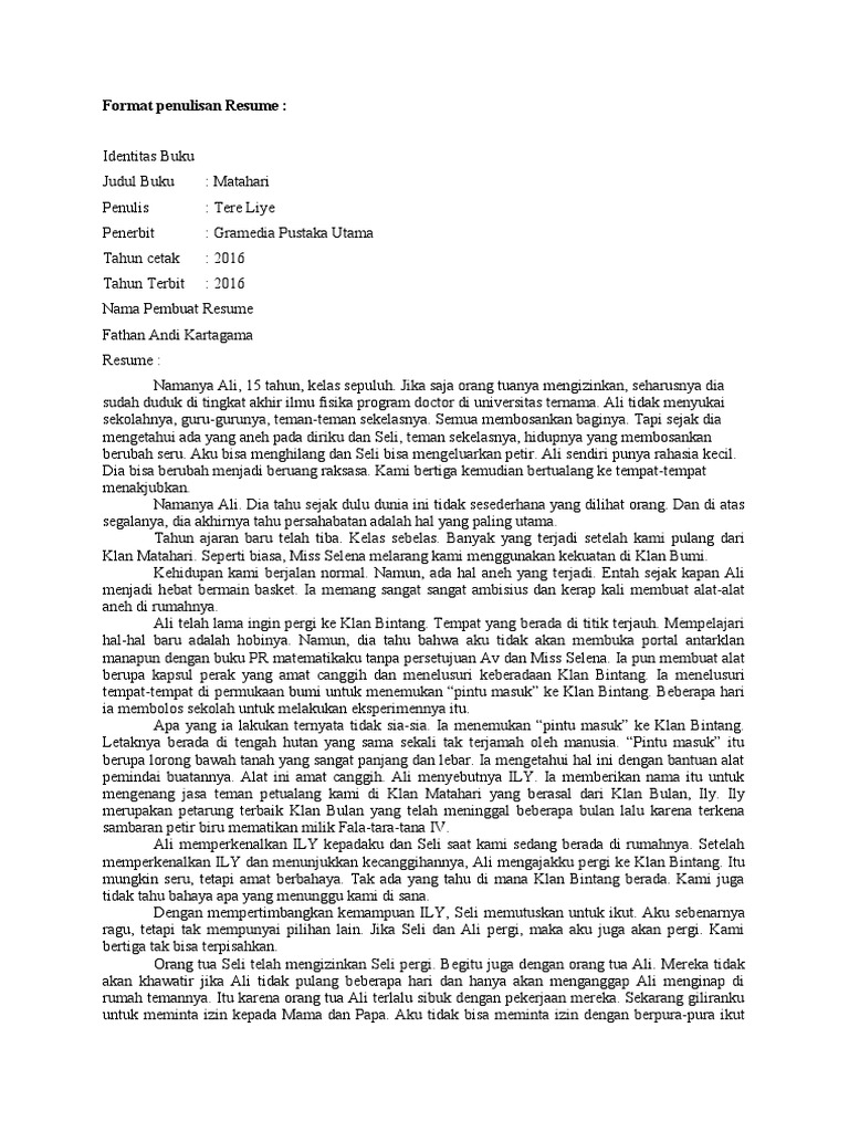 Format Penulisan Resume | PDF