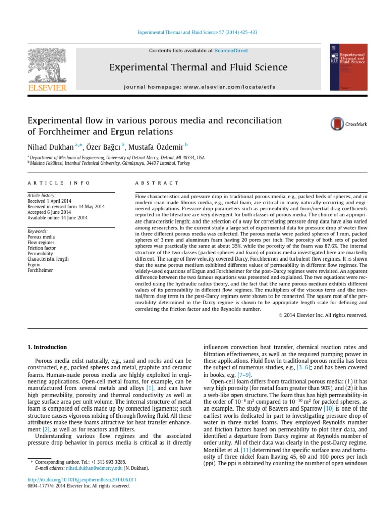 Flow Through Porous Media | PDF | Porosity | Permeability (Earth Sciences)