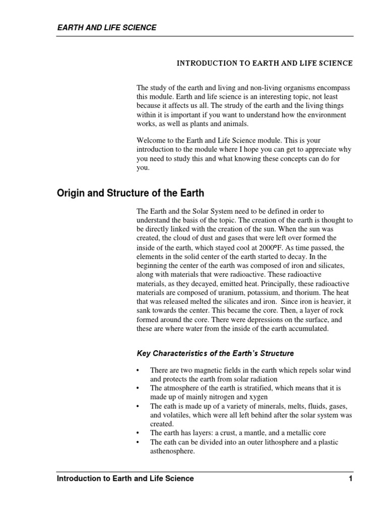 Week 001 Module Introduction To Earth and Life Sciences | PDF | Earth ...