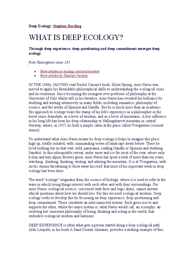 Deep Ecology - Harding | PDF | Ecology | Natural Environment