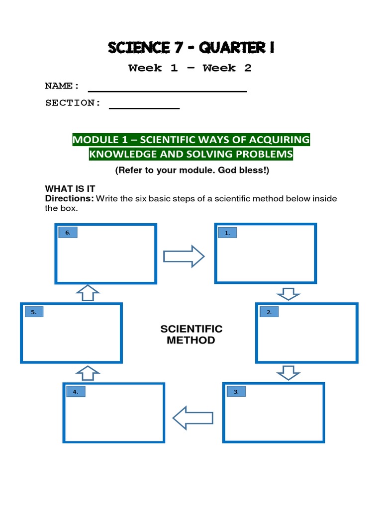 Science 7 - Quarter 1: Week 1 - Week 2 | PDF | Career & Growth ...