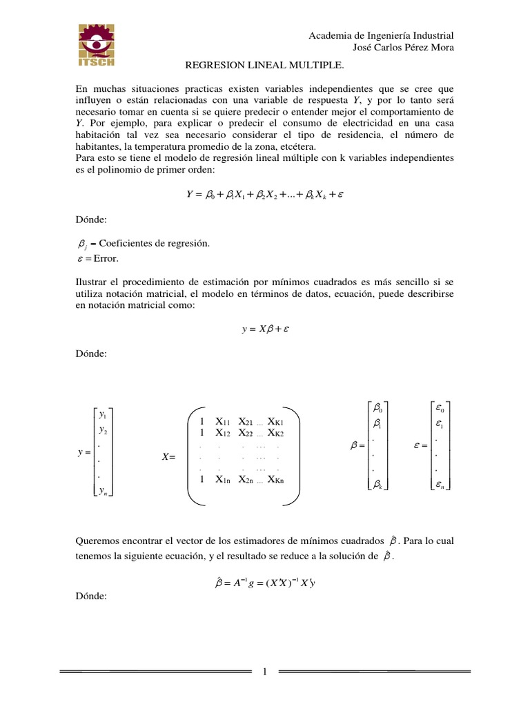 Regresion Lineal Multiple | PDF | Análisis de regresión | Regresión lineal