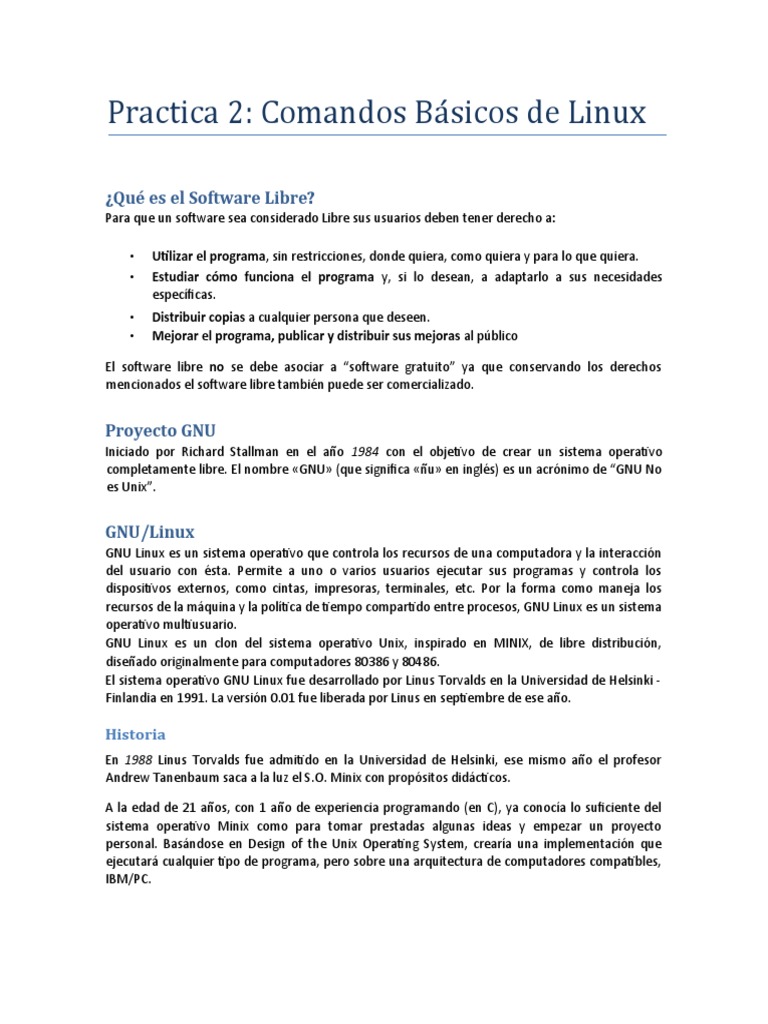 Taller SO Linux Comados Basicos | PDF | Distribución de Linux | Software