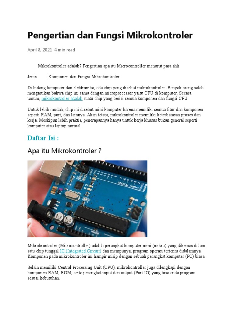 Pengertian Dan Fungsi Mikrokontroler | PDF