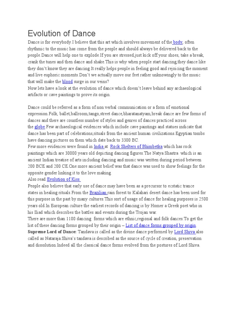 A. Evolution of Dance | PDF | Dances | Performing Arts