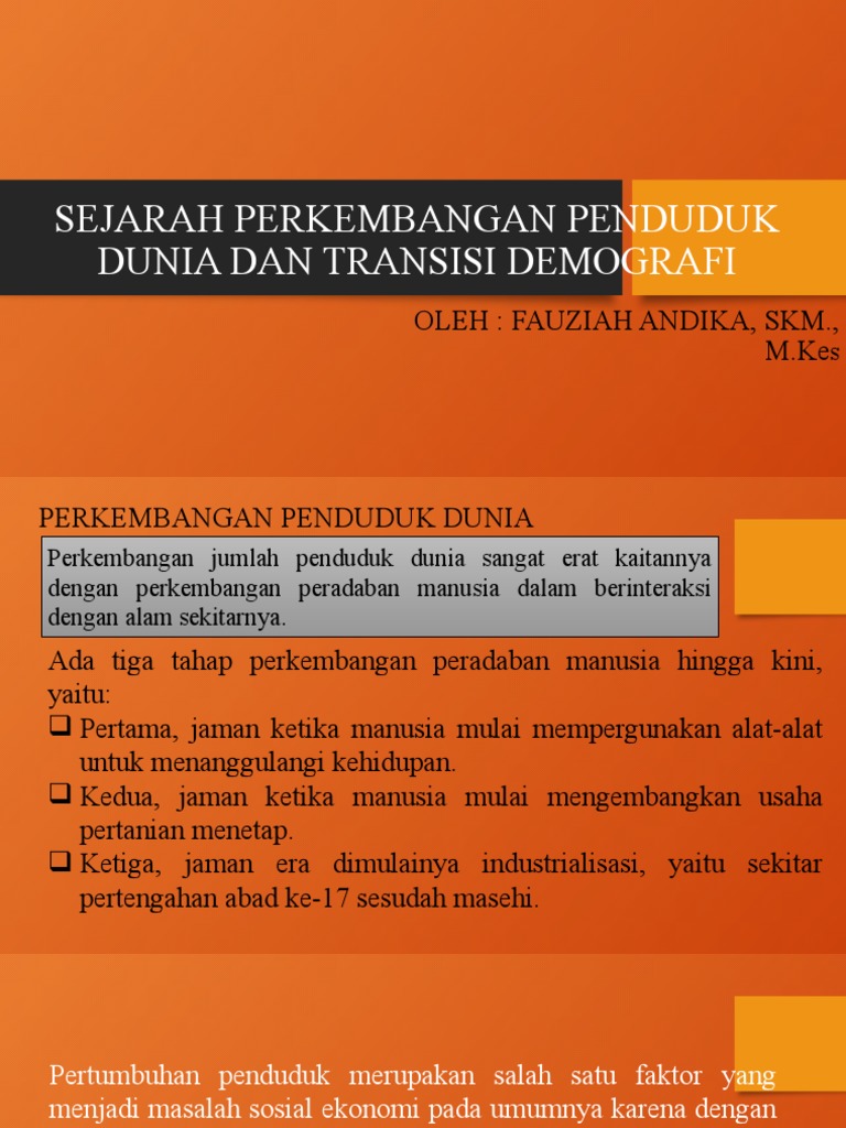 Sejarah Perkembangan Penduduk Dunia Dan Transisi Demografi1 | PDF | Politik