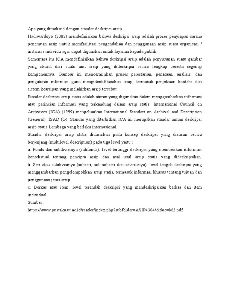 Standar Deskripsi Arsip ISAD(G) | PDF