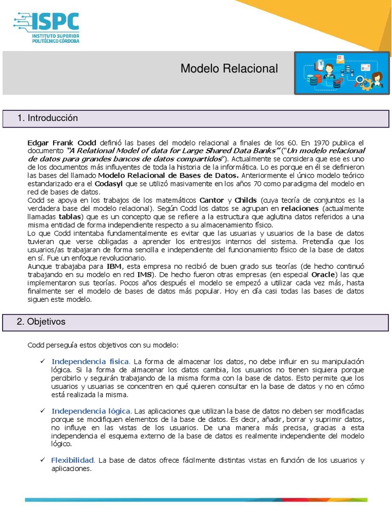 Modelo Relacional | PDF | Bases de datos | Base de datos relacional