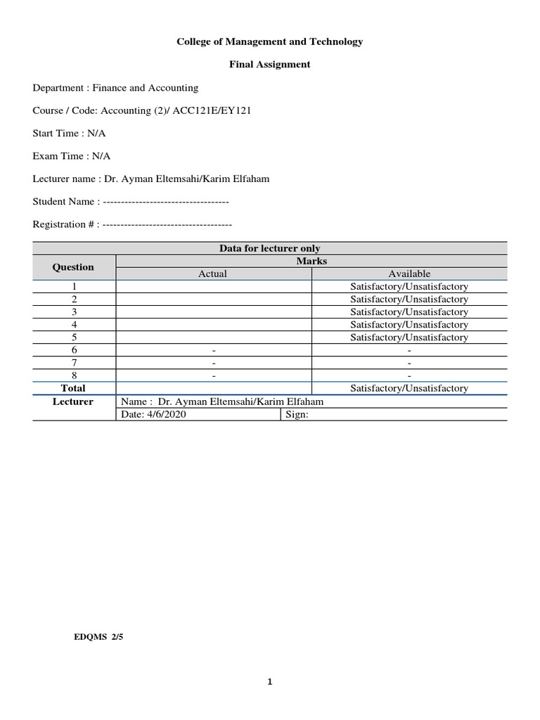 Accounting II - Final Assignment | PDF | Depreciation | Book Value Accounting II - Final Assignment | PDF | Depreciation | Book Value