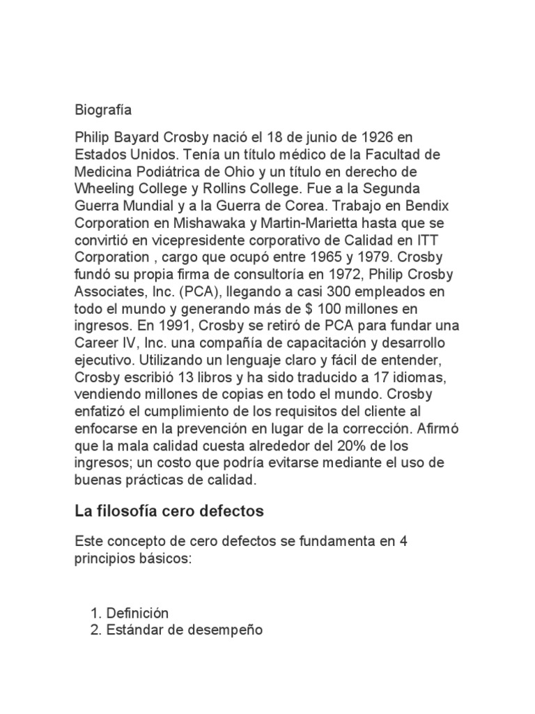 La filosofía de cero defectos de Philip Bayard Crosby: vida ...
