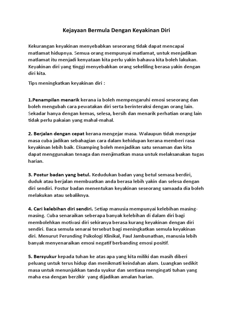 Keyakinan Diri Motivasi 4 | PDF