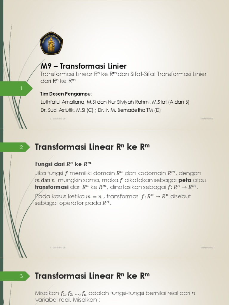Transformasi Linier Ruang Dimensi M Ke Ruang Dimensi N | PDF