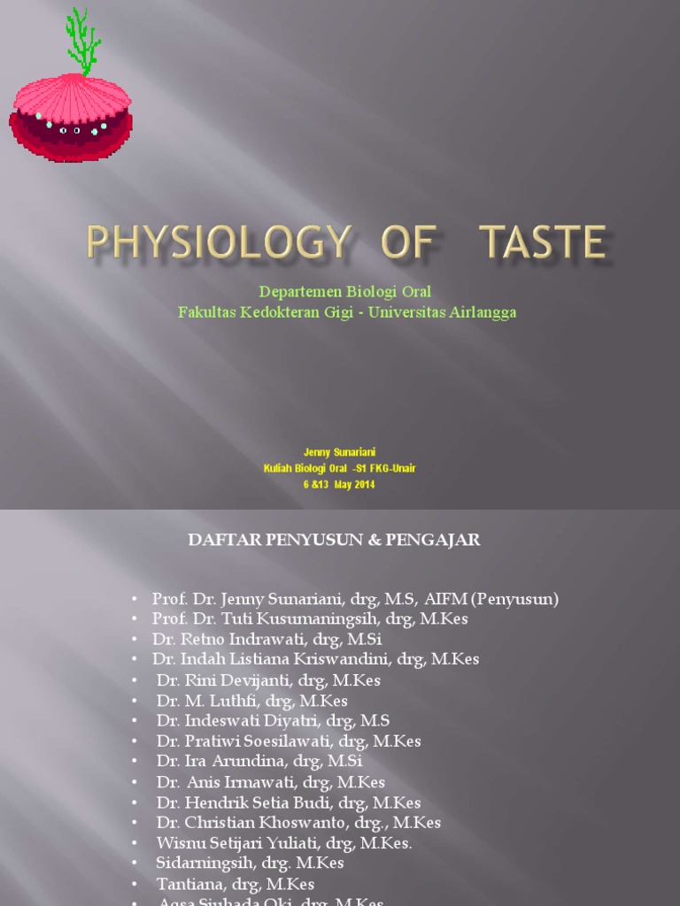Physiology of Taste | PDF | Taste | Anatomy