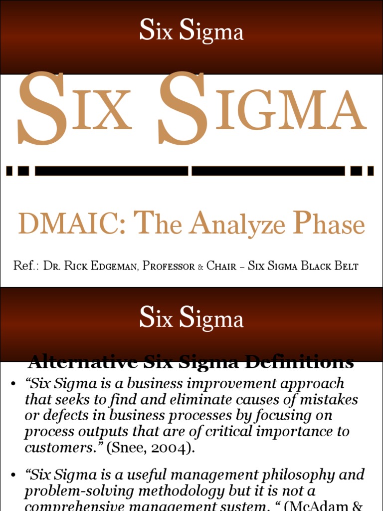 Six Sigma DMAIC Analyze Phase Guide | PDF | Statistical Hypothesis ...