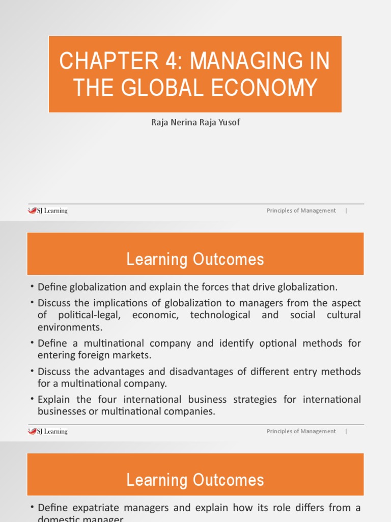 Chapter 4 Managing in The Global Economy | PDF | Globalization | Joint ...