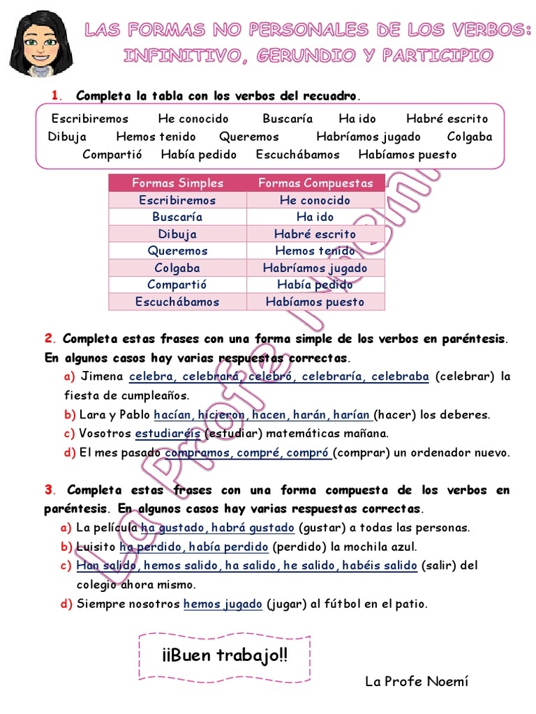 Formas Simples y Compuestas de Los Verbos - Soluciones | PDF