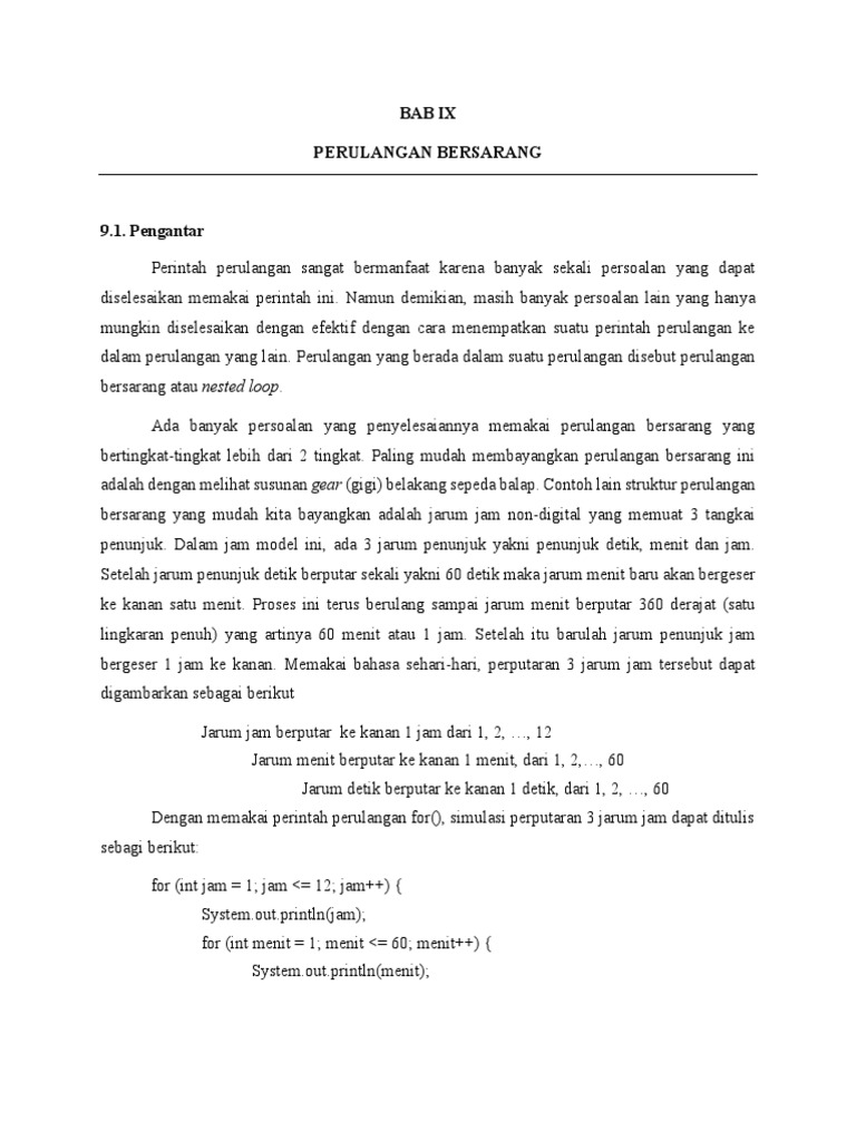 Perulangan Bersarang dan Contoh Program | PDF