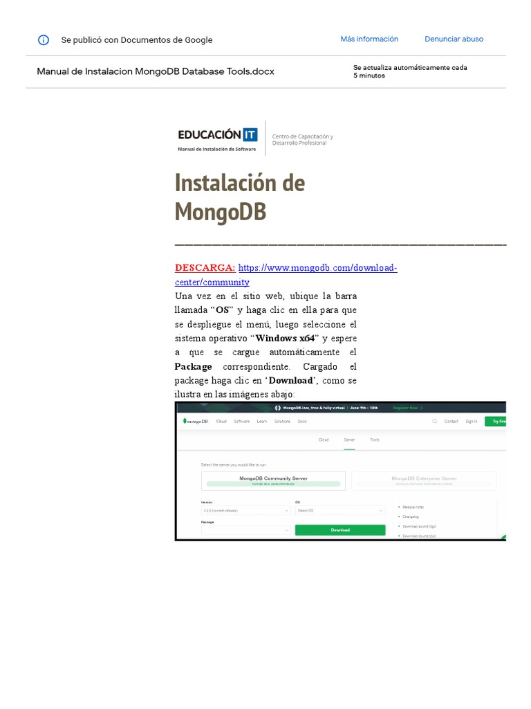 Manual de Instalacion MongoDB Database Tools | Descargar gratis PDF | Mongo Db | Ventana ...