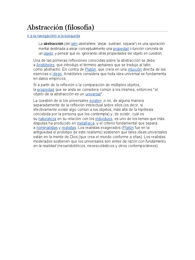 Abstraccion | PDF | Filosofía | Ciencia y matemáticas