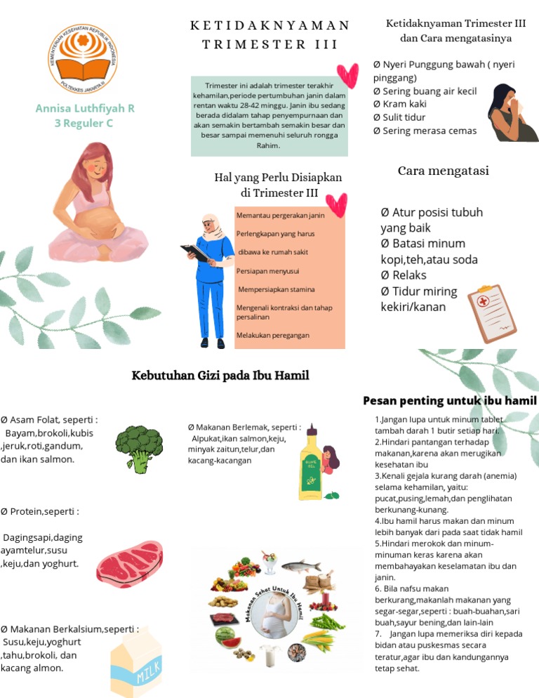 Leaflet Ketidak Nyamanan Ibu Hamil Pada Trimester Ke 3 | PDF