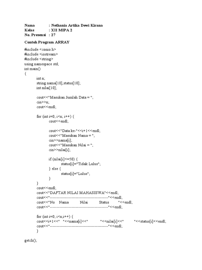 Program Array dan Fungsi C++ | PDF | Komputer | Teknologi & Rekayasa